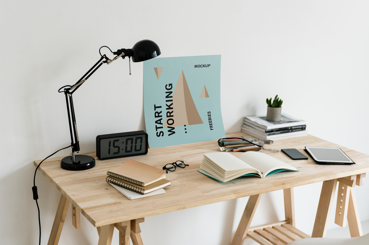 Poster on Desk Mockup — Mr.Mockup | Graphic Design Freebies