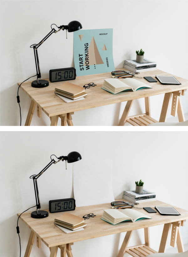 Poster on Desk Mockup — Mr.Mockup | Graphic Design Freebies