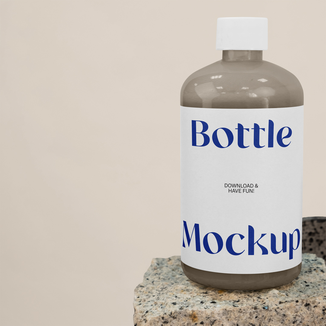 Bottle on Stone Mockup — Mr.Mockup | Graphic Design Freebies