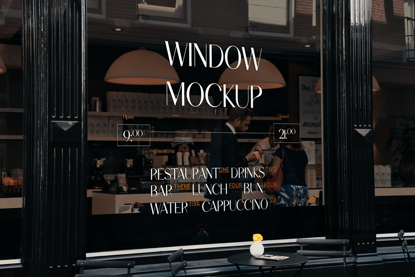 Restaurant Window PSD Mockup — Mr.Mockup