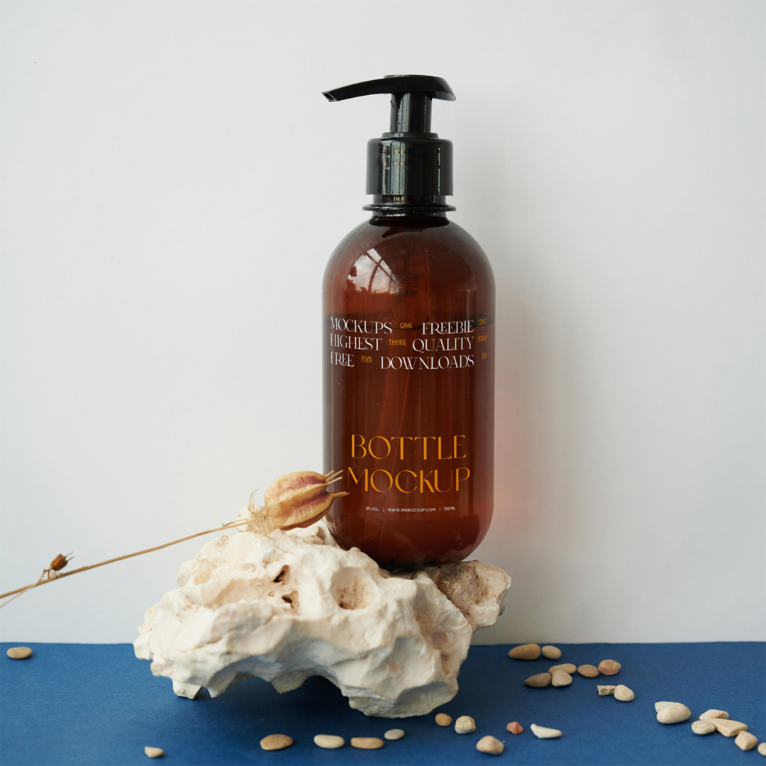 Bottle on Stone PSD Mockup — Mr.Mockup