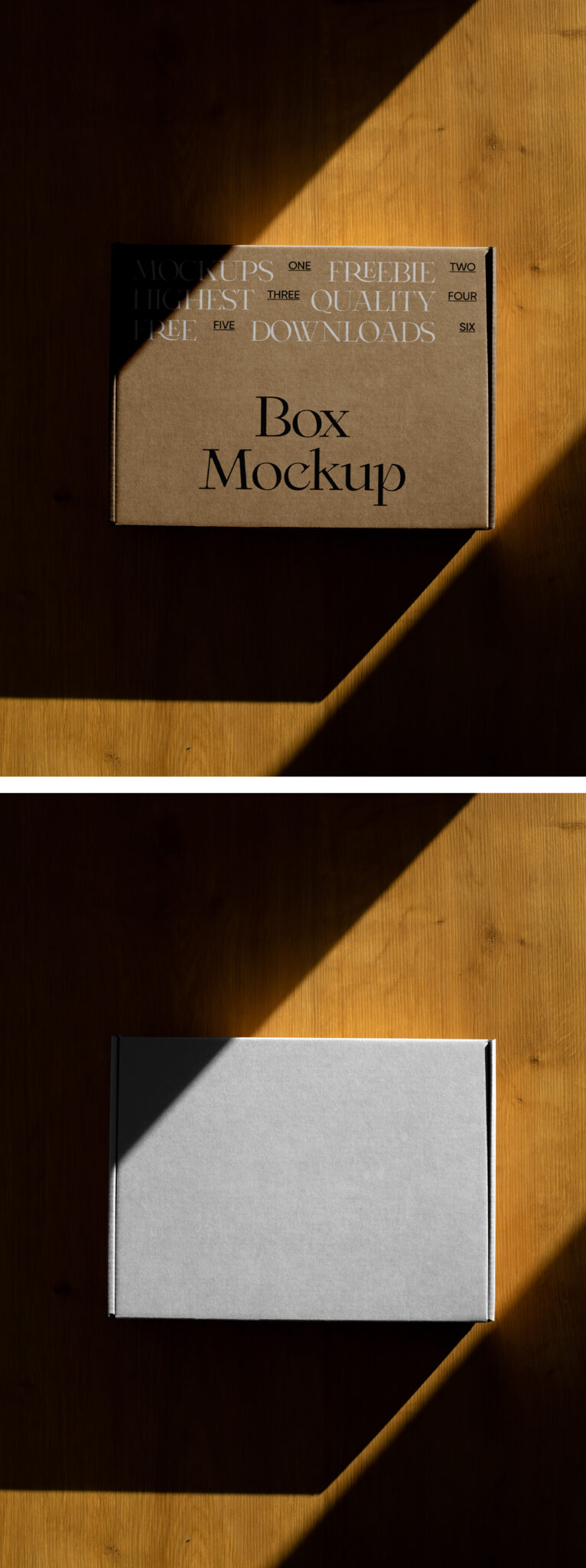 Paper Box on Wood Floor Mockup — Mr.Mockup