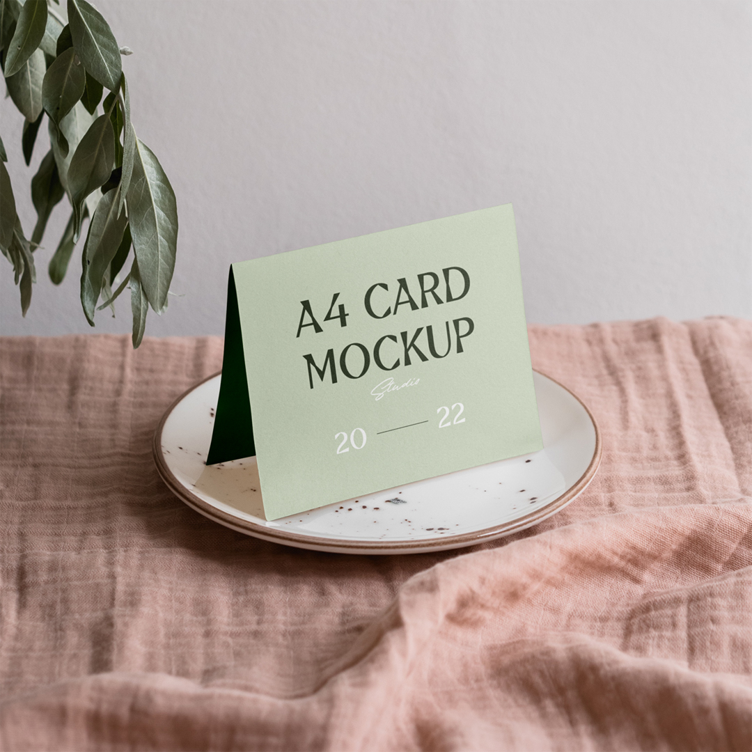 Invitation Card on Plate Mockup — Mr.Mockup