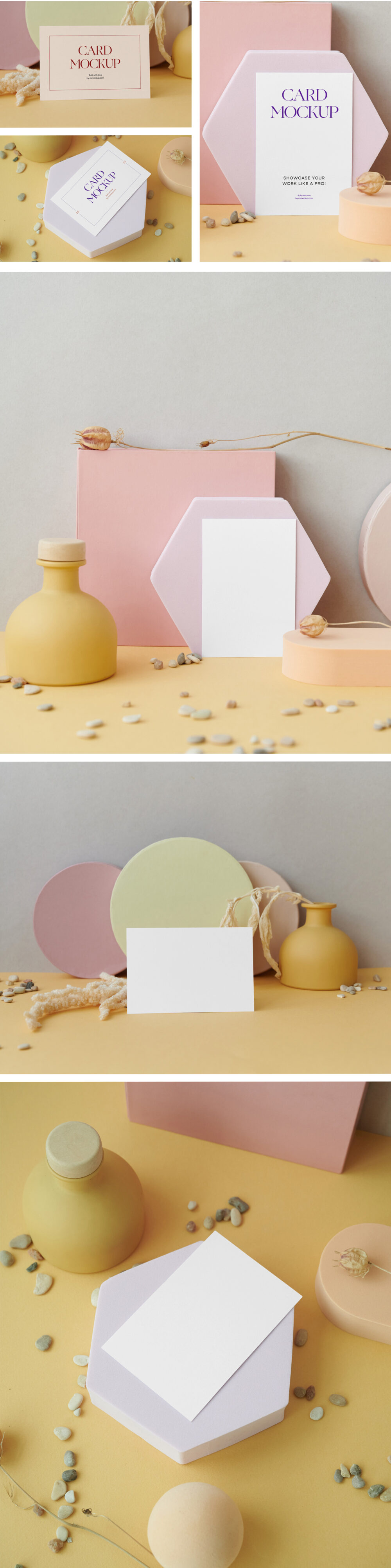 Card with Papers Figures Mockups — Mr.Mockup