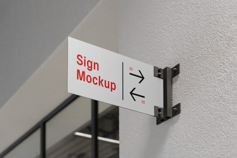Free Metal Sign on Wall Mockup — Mr.Mockup