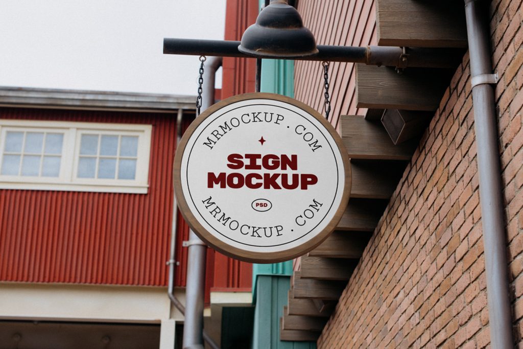 Free Circle Sign Mockup — Mr.Mockup