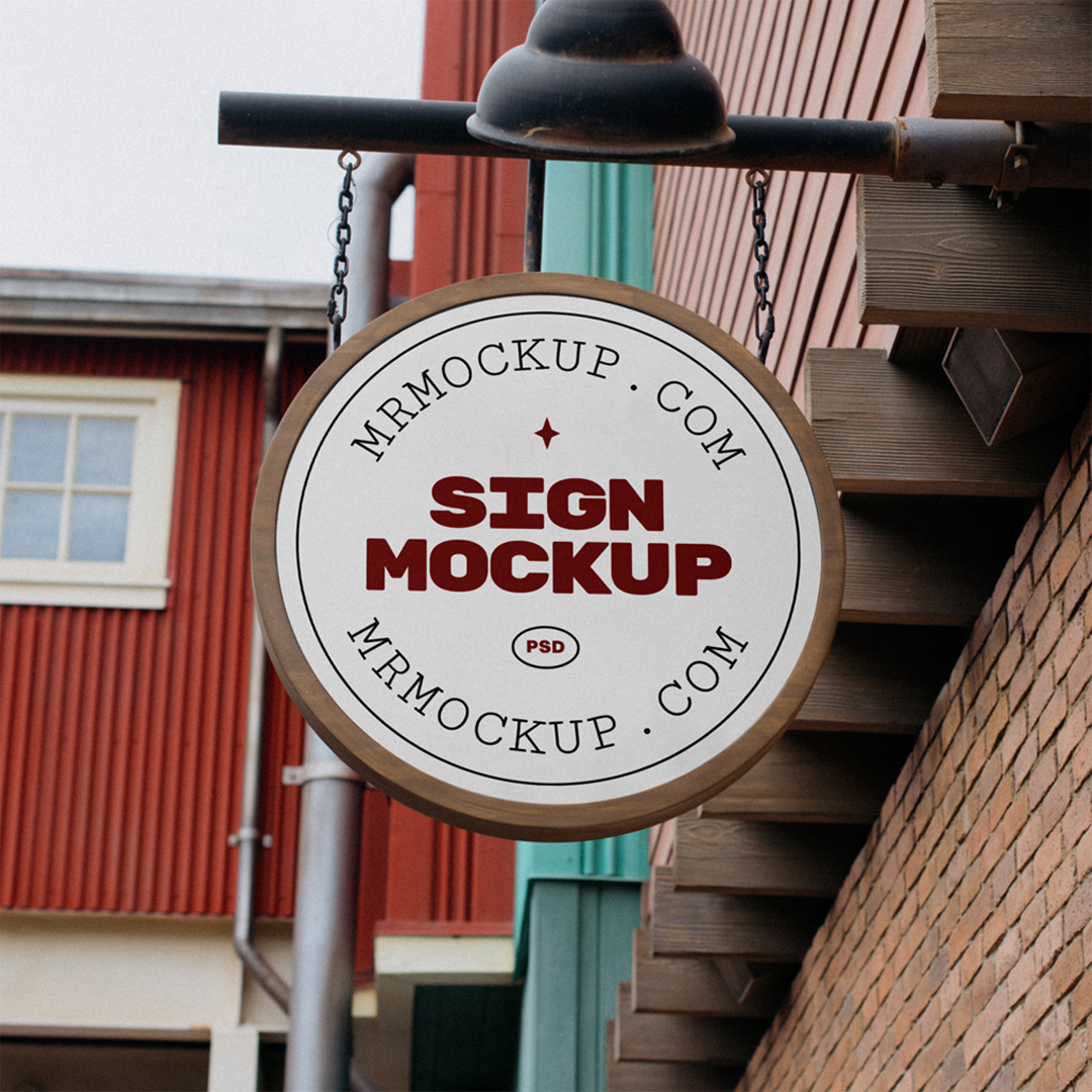 Free Circle Sign Mockup — Mr.Mockup