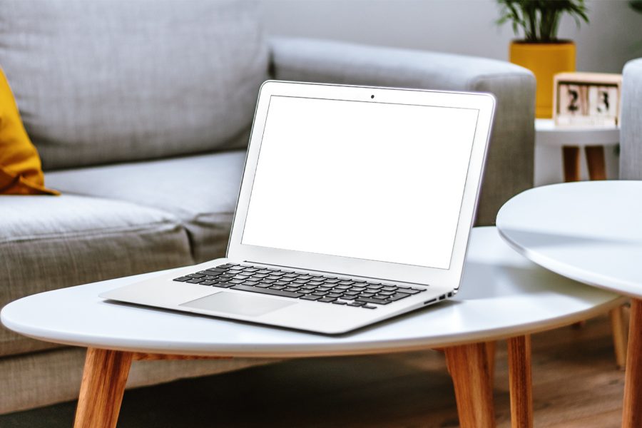 Free MacBook On Table Mockup — Mr.Mockup