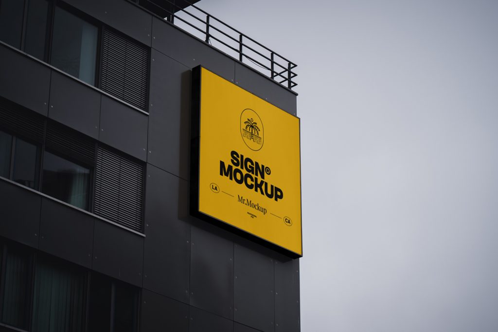 Free Sign on Building Mockup — Mr.Mockup