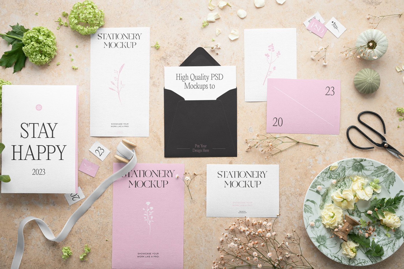 Free Huge Paper Stationery Set Mockup — Mr.Mockup