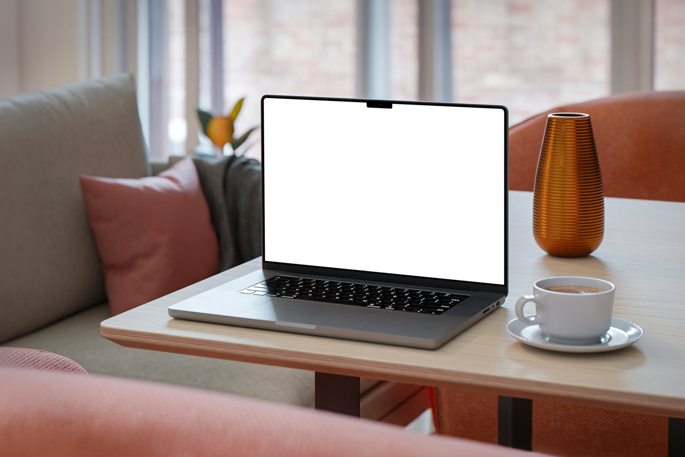 Free MacBook Pro on Table Mockup — Mr.Mockup