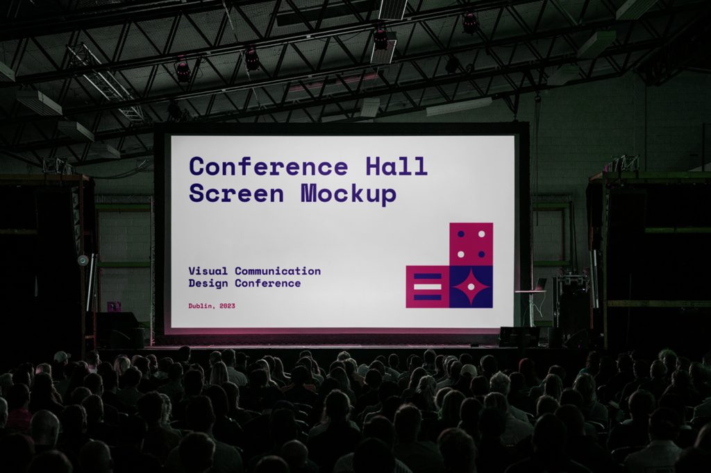 Free Conference Hall Screen Mockup — Mr.Mockup