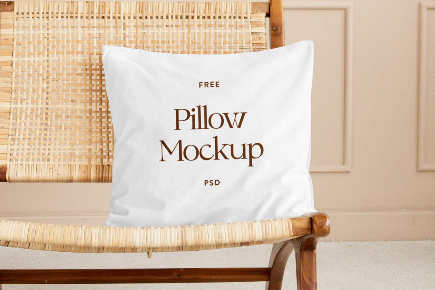 Free Pillow on Chair Mockup — Mr.Mockup