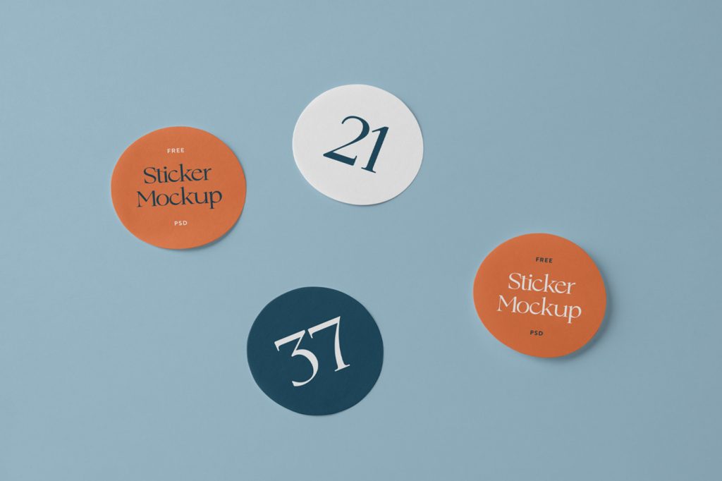 Free Round Stickers Mockup — Mr.Mockup