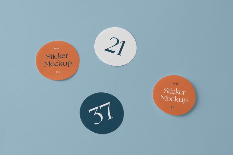 Free Round Stickers Mockup — Mr.Mockup