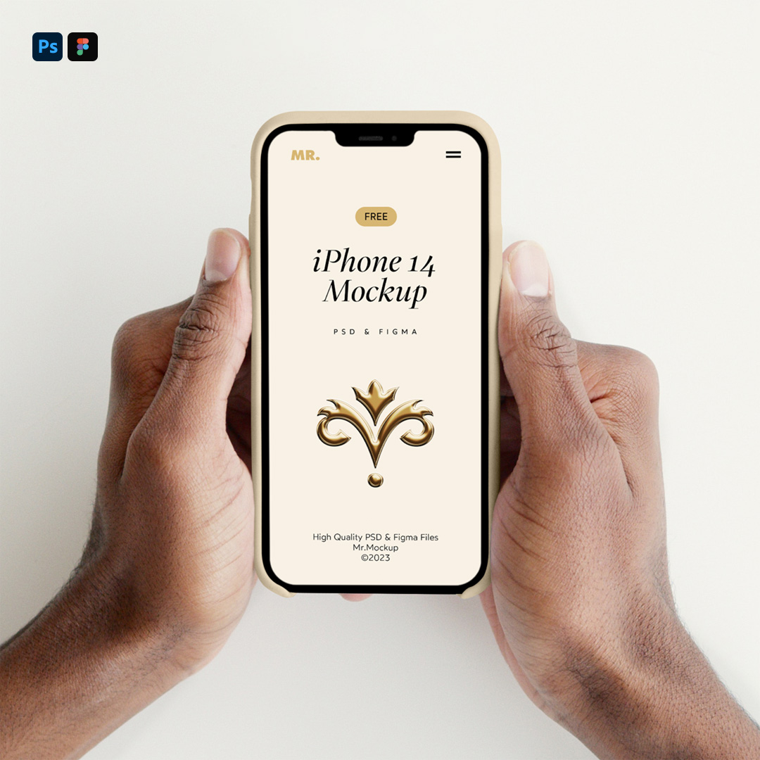 Free iPhone Pro in Hands Mockup — Mr.Mockup