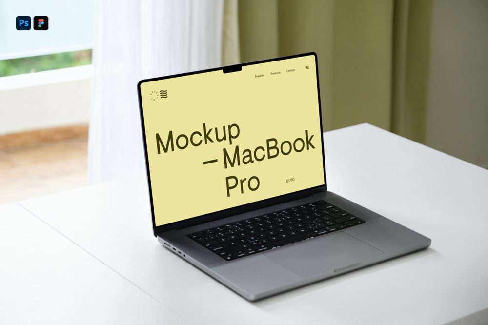 Free Modern MacBook Pro Scene Mockup — Mr.Mockup
