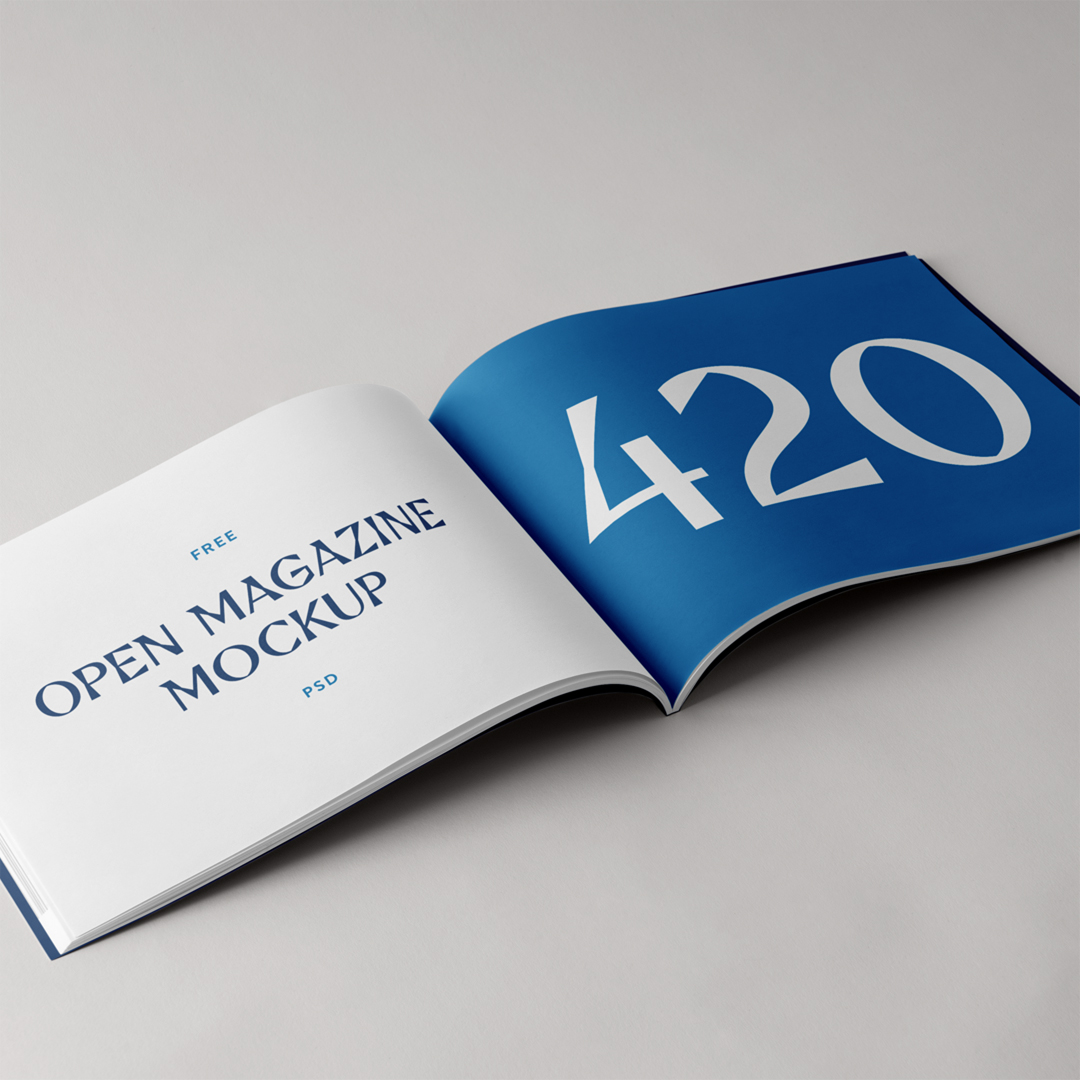 Free Open Horizontal Magazine Mockup — Mr.Mockup