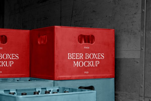 Free Beer Boxes Mockup — Mr.Mockup