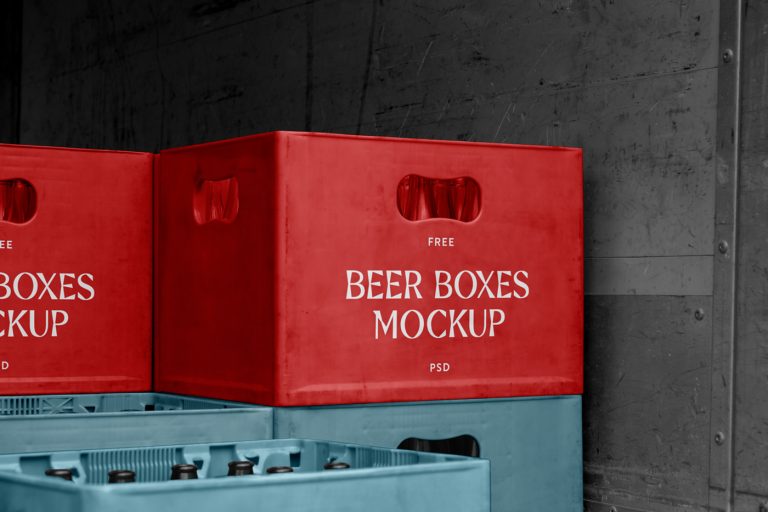 Free Beer Boxes Mockup — Mr.Mockup