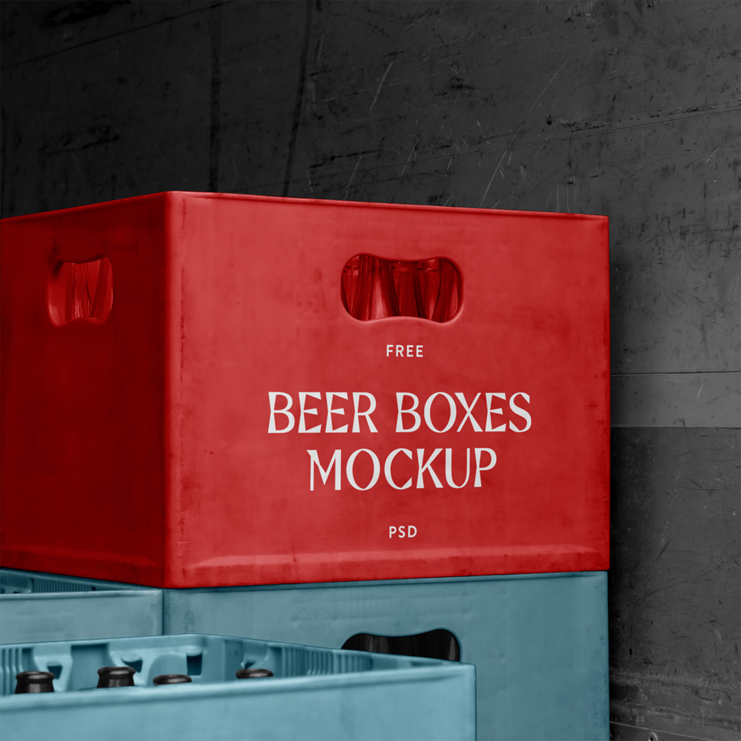 Free Beer Boxes Mockup — Mr.Mockup