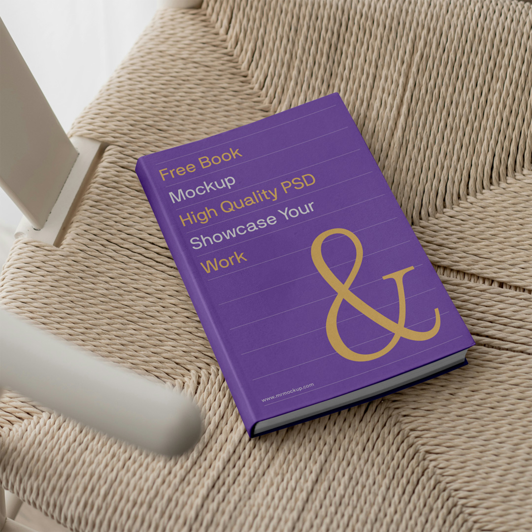 Free Book on Chair Mockup — Mr.Mockup