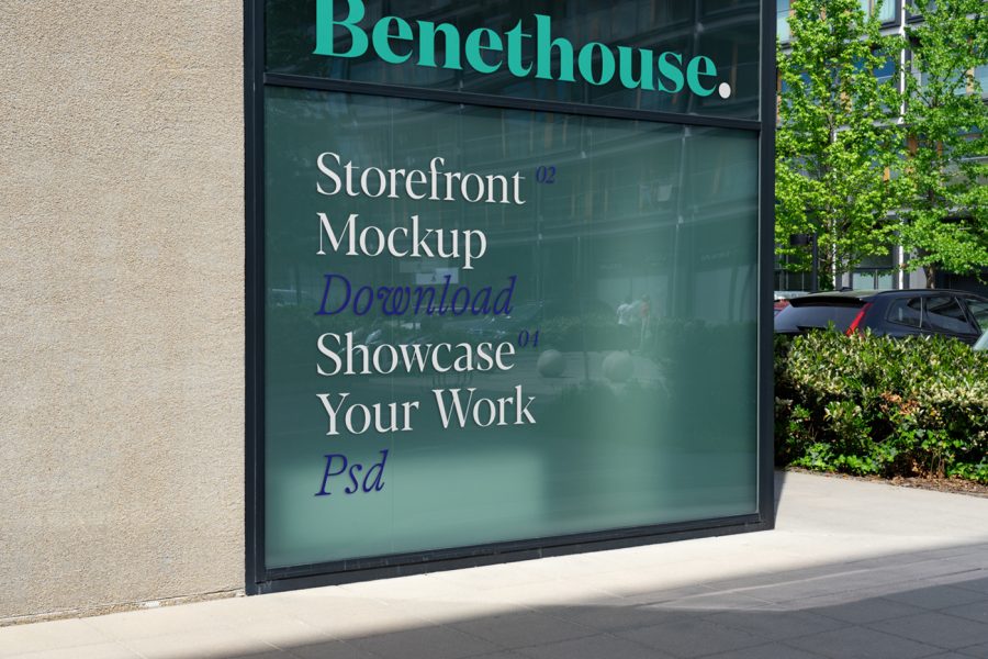 Free Corner Storefront Mockup — Mr.Mockup