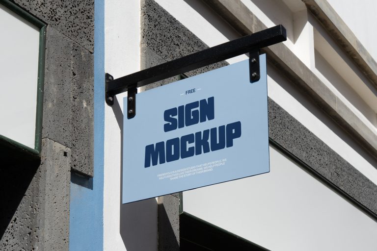 Free Hanging Rectangle Sign Mockup — Mr.Mockup