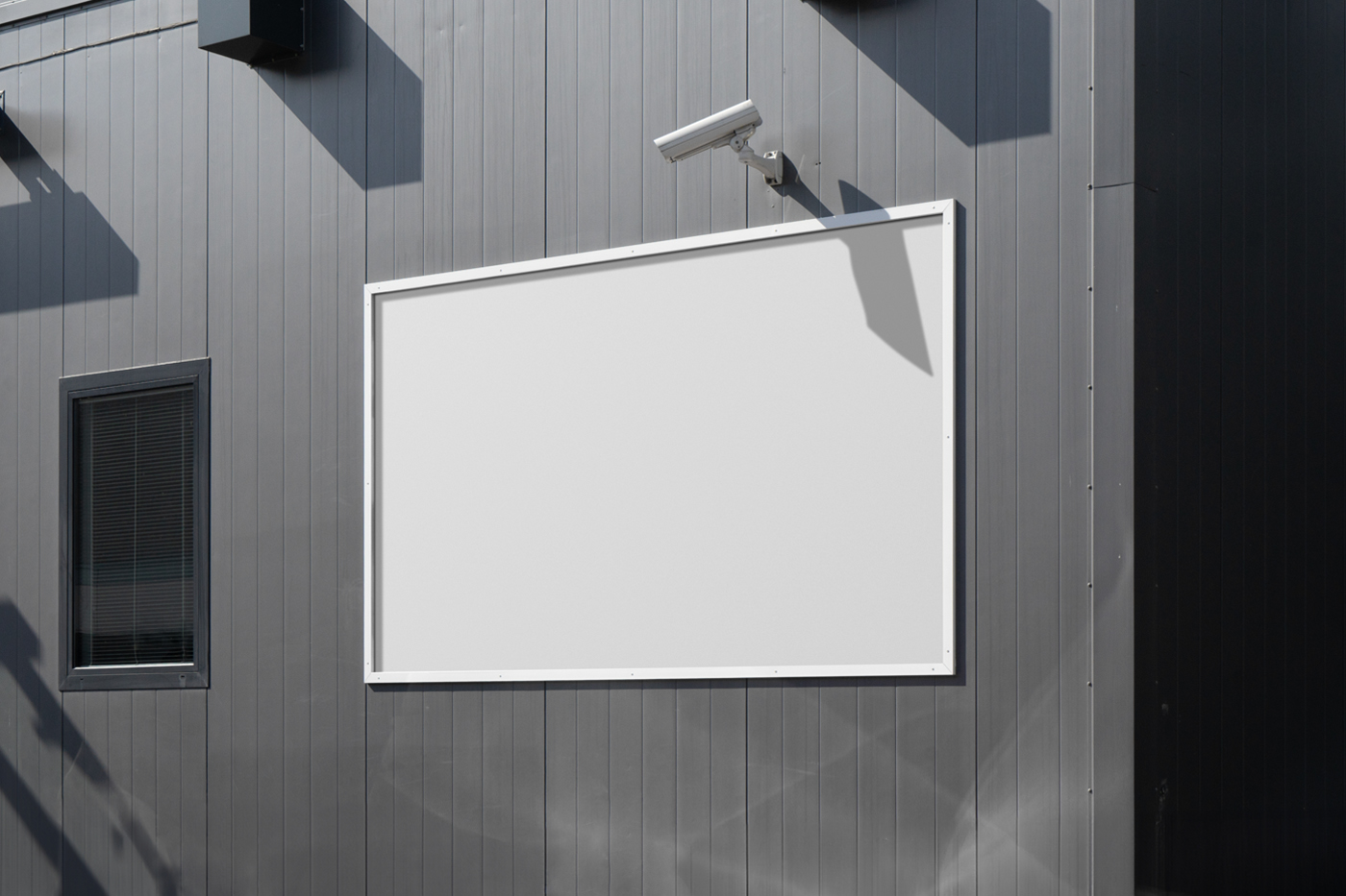 Free Horizontal Billboard on Metal Building Mockup — Mr.Mockup