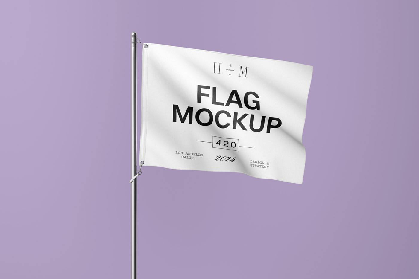 Free Horizontal Flag on Pole Mockup — Mr.Mockup
