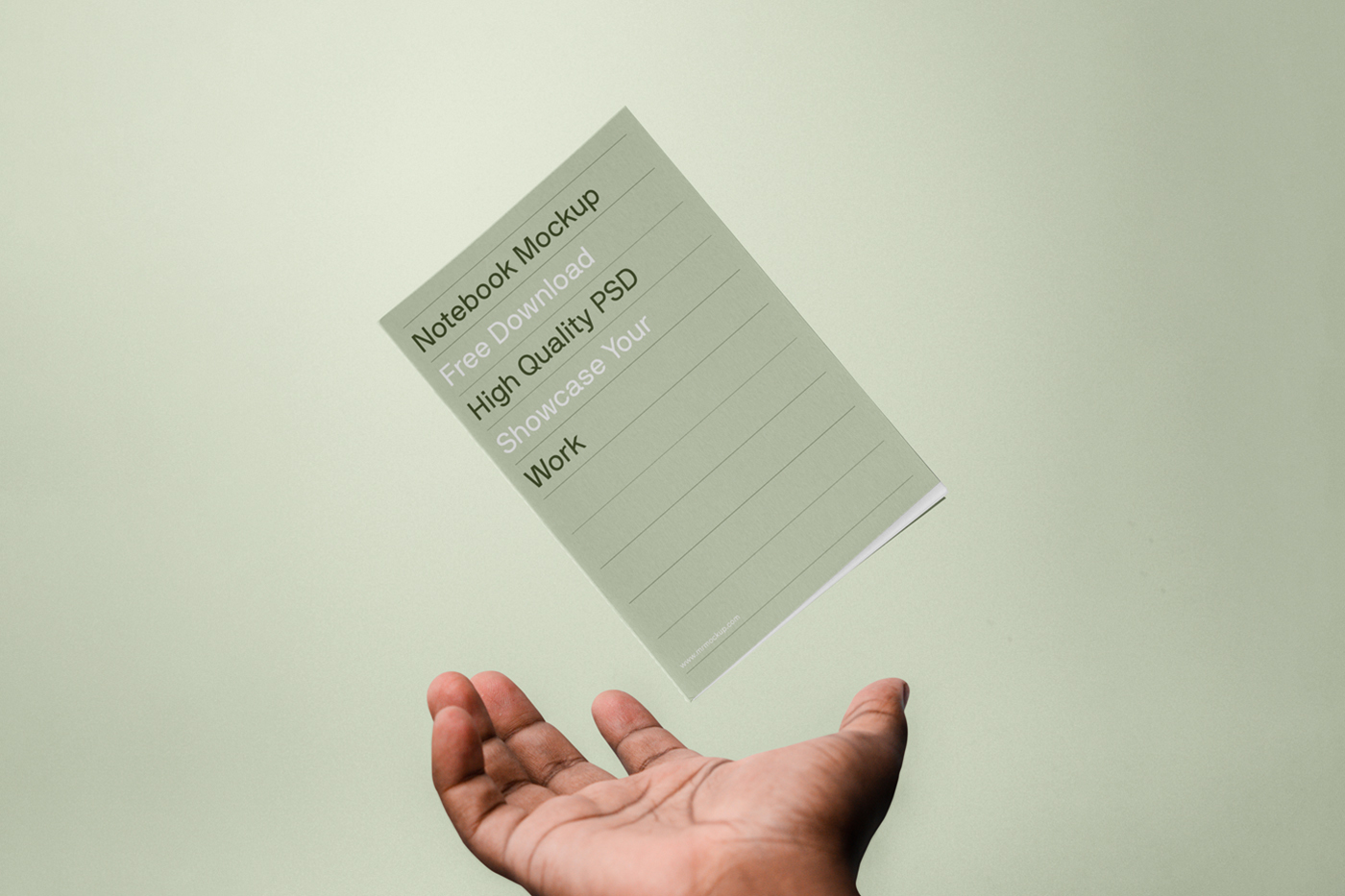 Free Levitating A5 Notebook Mockup — Mr.Mockup