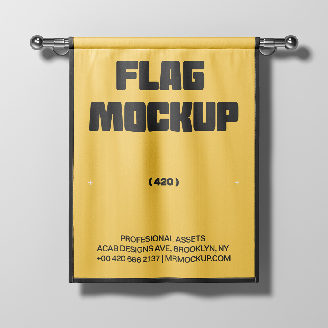 Free Rectangle Pennant Flag Mockup — Mr.Mockup