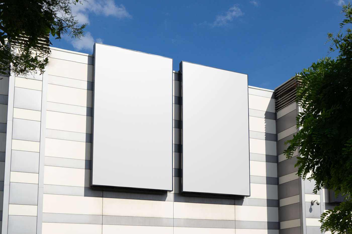 Free Vertical Billboards on Building Mockup — Mr.Mockup