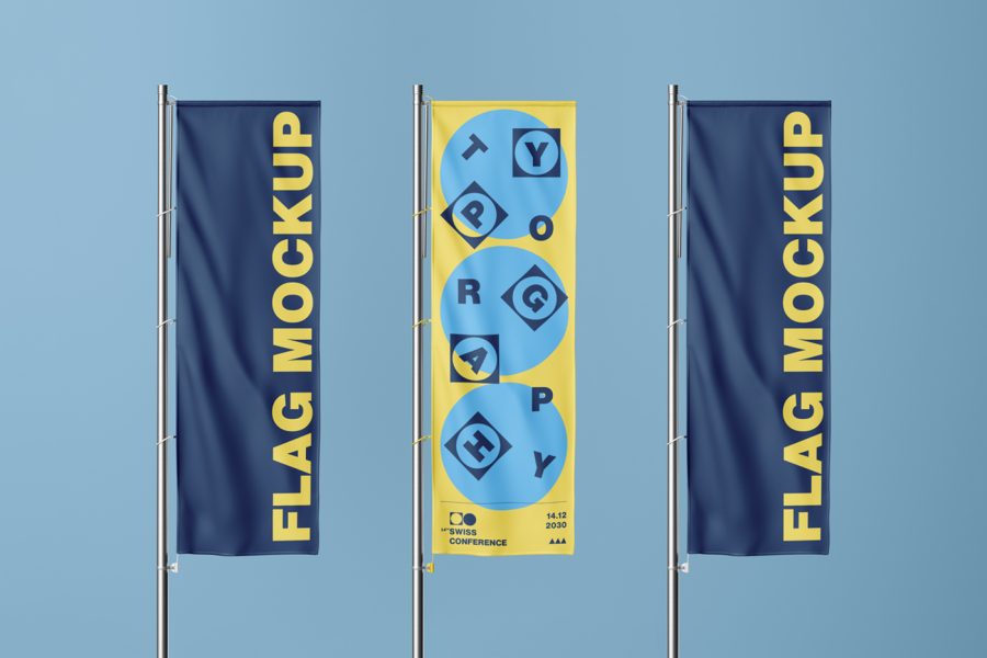 Free Vertical Flag Mockup — Mr.Mockup