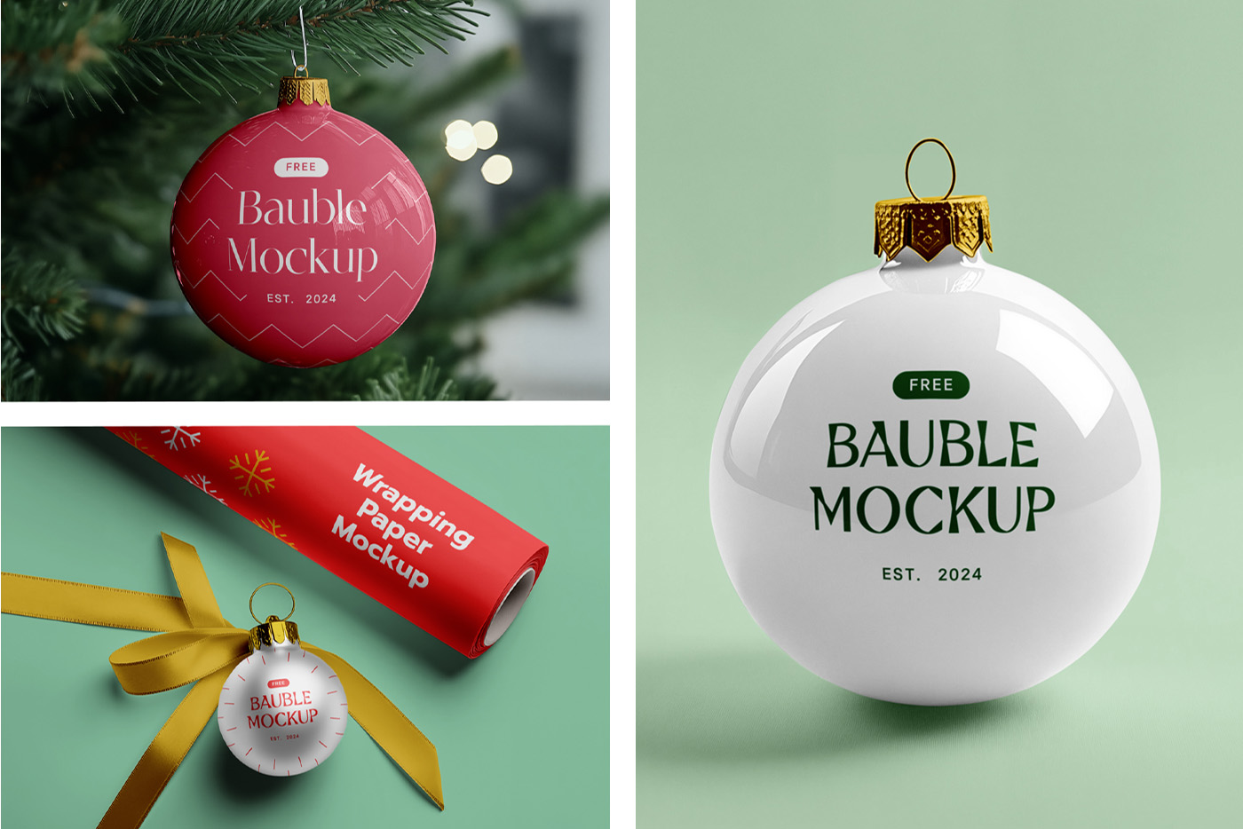 Free Xmas Bouble Mockups — Mr.Mockup