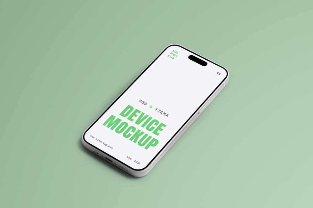 Free iPhone 16 Pro Laying on Floor Mockup — Mr.Mockup