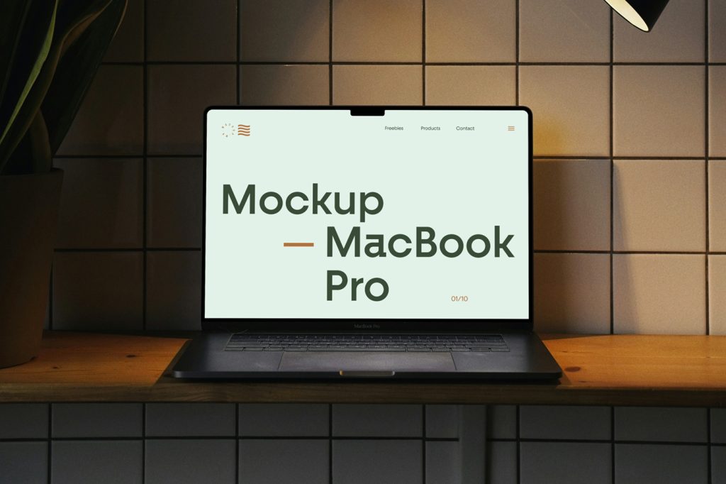 Free Front View MacBook 16 Pro Mockup — Mr.Mockup