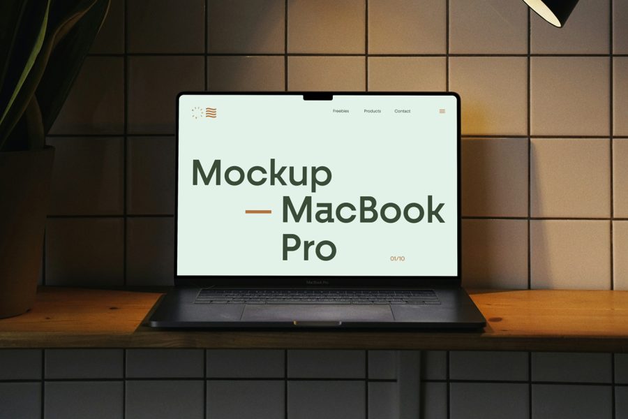 Free Front View MacBook 16 Pro Mockup — Mr.Mockup