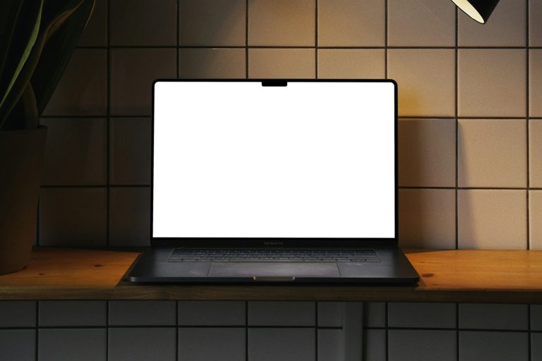 Free Front View MacBook 16 Pro Mockup — Mr.Mockup