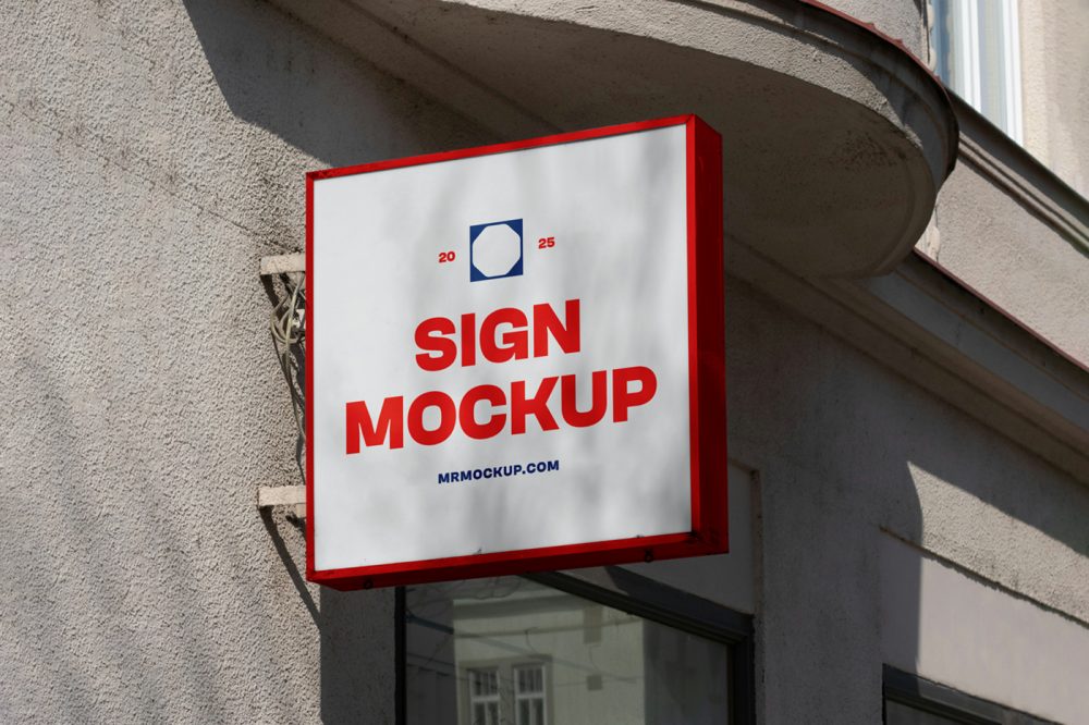 Free Square Street Sign Mockup — Mr.Mockup