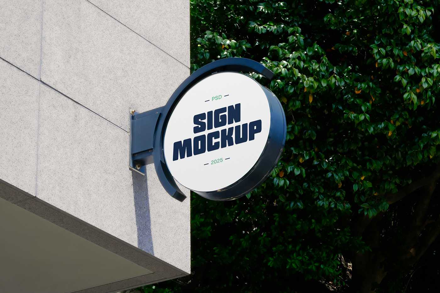 Free Circle Signage PSD Mockup — Mr.Mockup