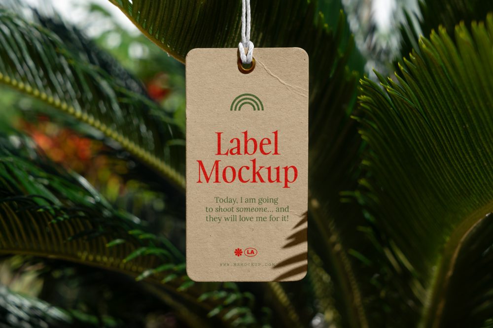 Free Front View Hanging Label Mockup — Mr.Mockup