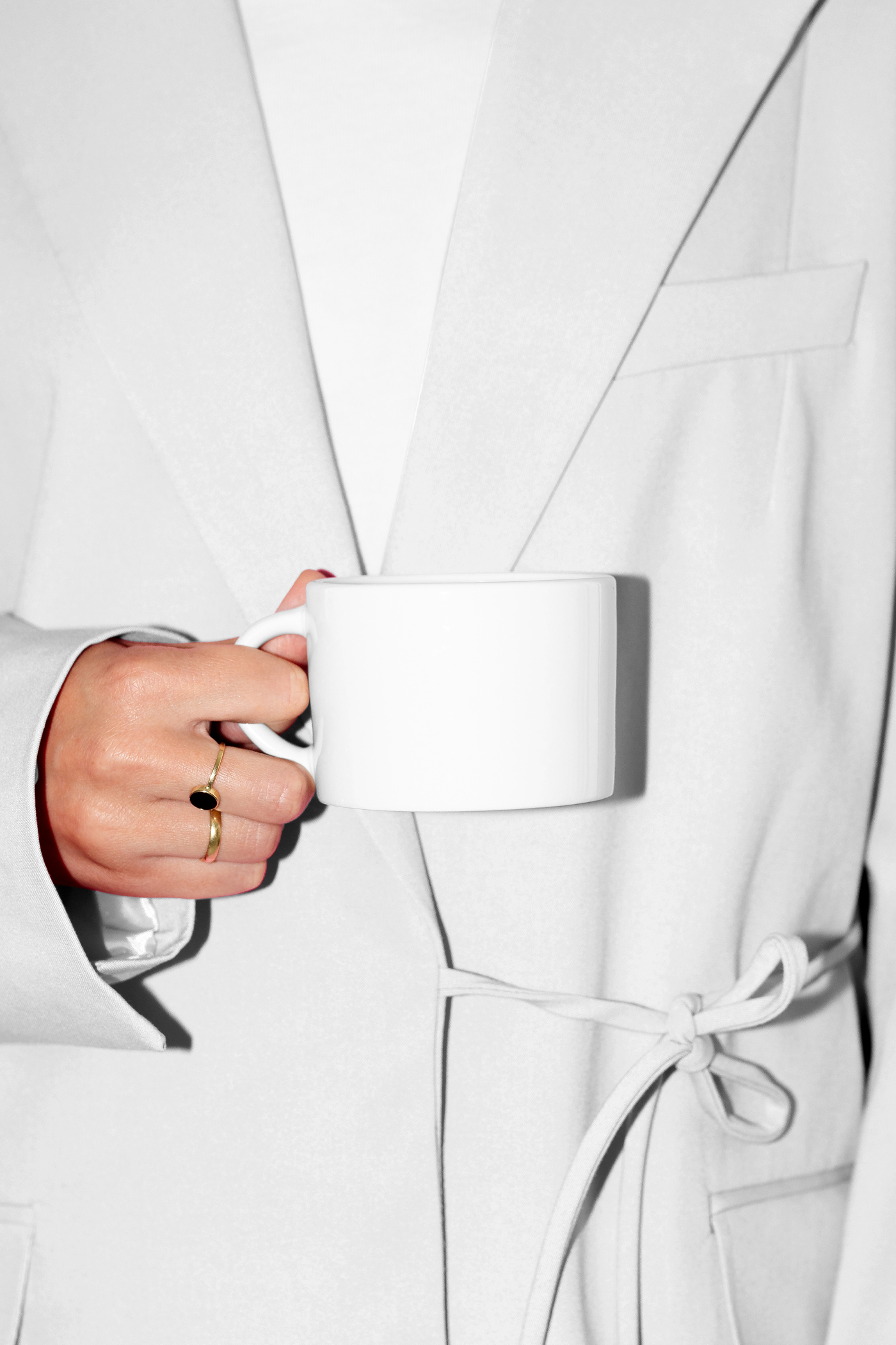 Free Mug with Bathrobe PSD Mockup — Mr.Mockup