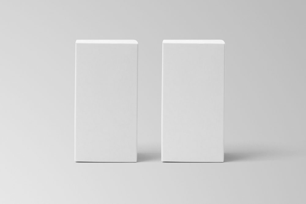Free Two Front View Boxes Mockups — Mr.Mockup