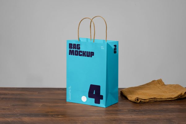 Free Front View Paper Bag PSD Mockup — Mr.Mockup