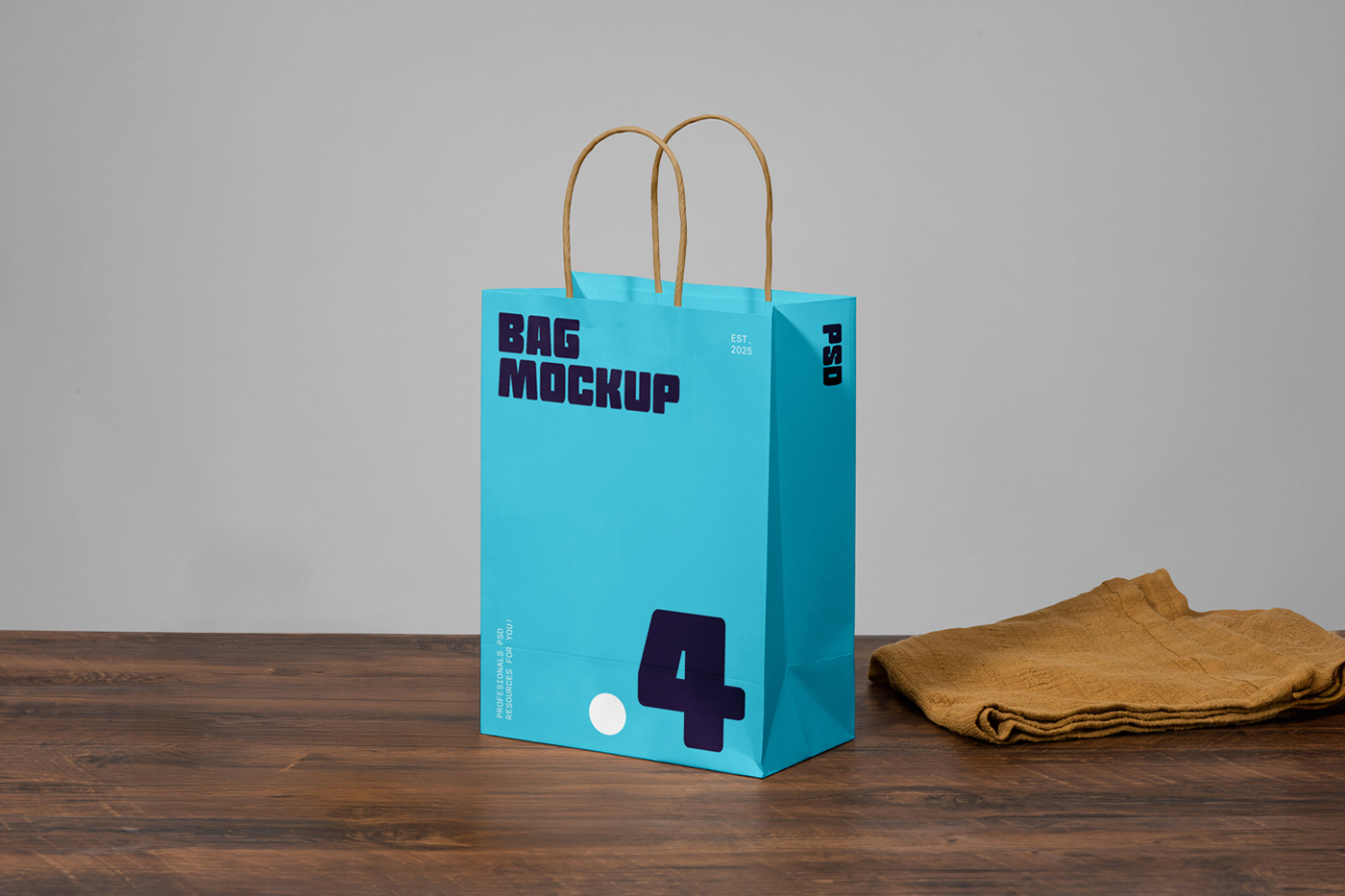 Free Front View Paper Bag PSD Mockup — Mr.Mockup