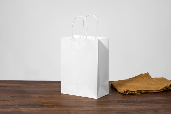 Free Front View Paper Bag PSD Mockup — Mr.Mockup