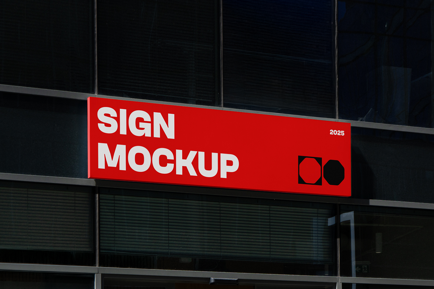 Free Horizontal Sign on a Building Mockup — Mr.Mockup