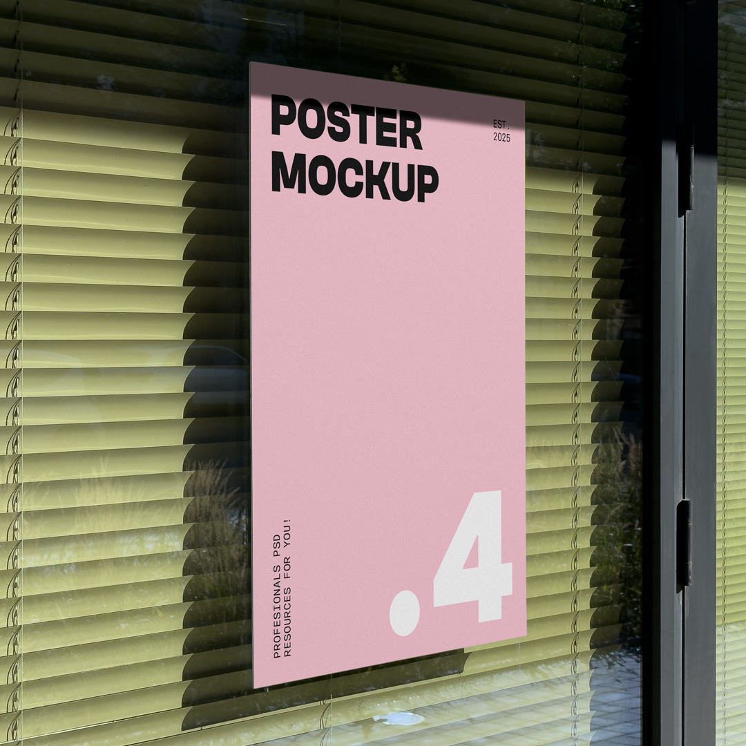 Free Poster on a Window Mockup — Mr.Mockup
