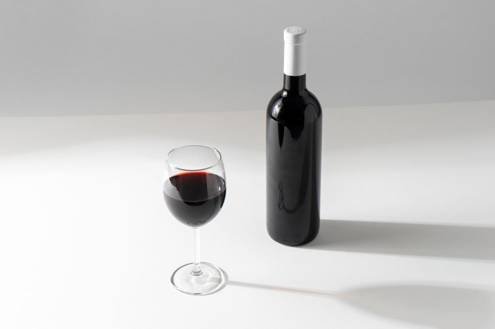 Free Wine Bottle & Glass Mockup — Mr.Mockup